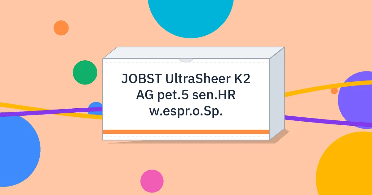 Symbolbild: Packung mit der Aufschrift JOBST UltraSheer K2 AG pet.5 sen.HR w.espr.o.Sp. (PZN 16311185) – Verfügbarkeit und Bezug in Apotheken in Frankfurt am Main