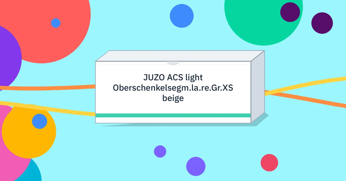Symbolbild: Packung mit der Aufschrift JUZO ACS light Oberschenkelsegm.la.re.Gr.XS beige (PZN 13885744) – Verfügbarkeit und Bezug in Apotheken in Frankfurt am Main