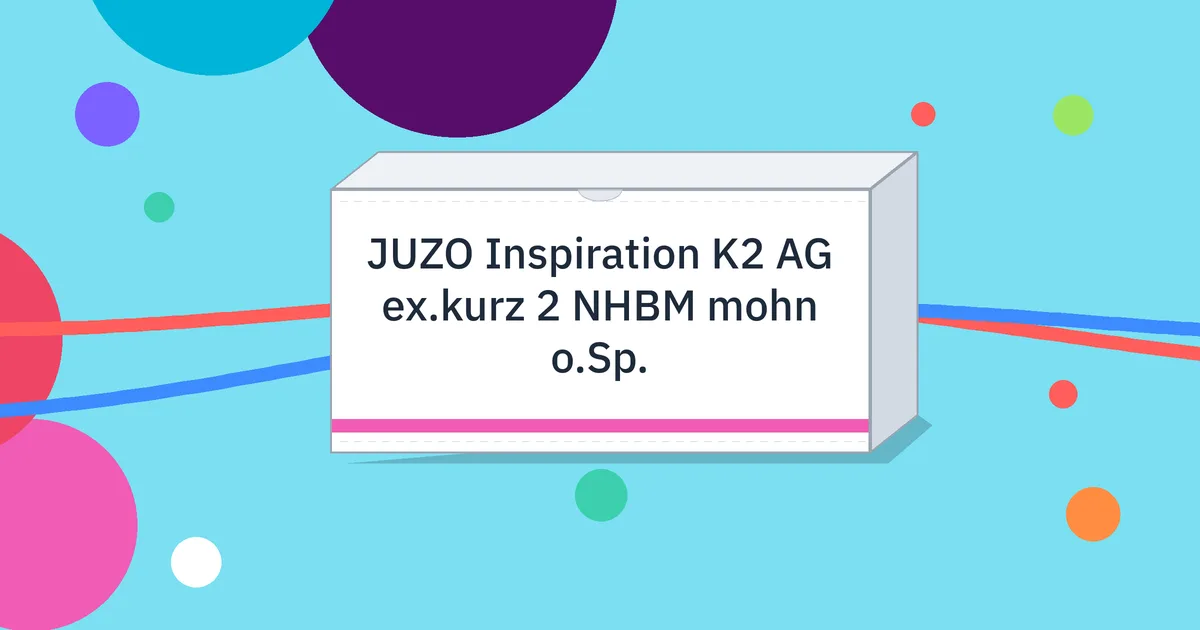 Symbolbild: Packung mit der Aufschrift JUZO Inspiration K2 AG ex.kurz 2 NHBM mohn o.Sp. (PZN 14924386) – Verfügbarkeit und Bezug in Apotheken in Frankfurt am Main