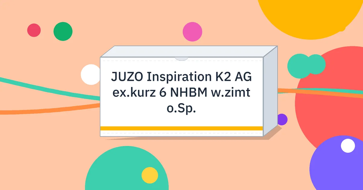 Symbolbild: Packung mit der Aufschrift JUZO Inspiration K2 AG ex.kurz 6 NHBM w.zimt o.Sp. (PZN 14952276) – Verfügbarkeit und Bezug in Apotheken in Frankfurt am Main