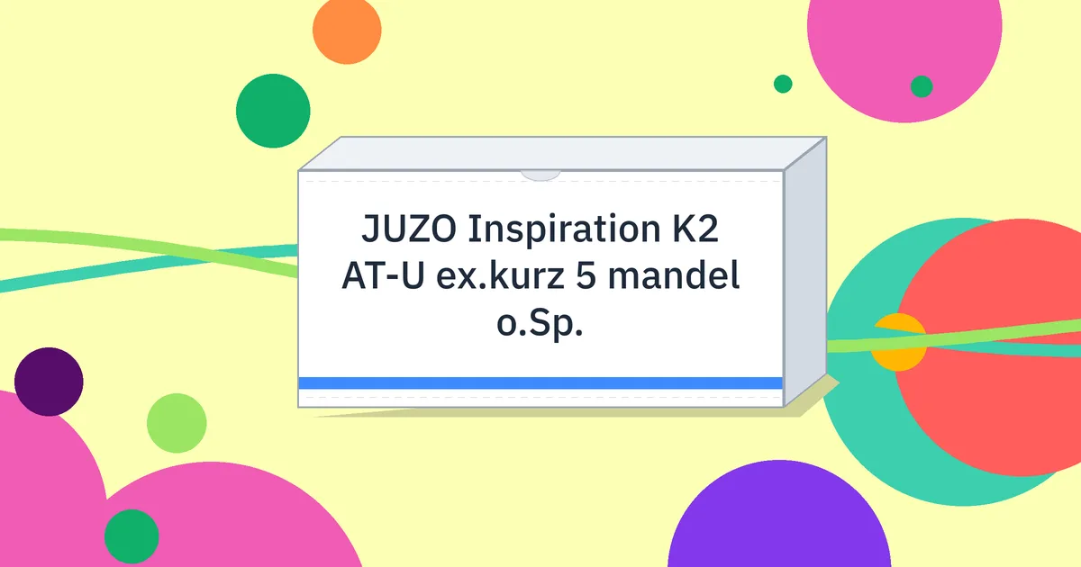 Symbolbild: Packung mit der Aufschrift JUZO Inspiration K2 AT-U ex.kurz 5 mandel o.Sp. (PZN 14930292) – Verfügbarkeit und Bezug in Apotheken in Frankfurt am Main