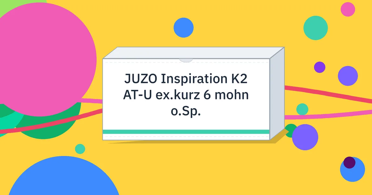 Symbolbild: Packung mit der Aufschrift JUZO Inspiration K2 AT-U ex.kurz 6 mohn o.Sp. (PZN 14930441) – Verfügbarkeit und Bezug in Apotheken in Frankfurt am Main