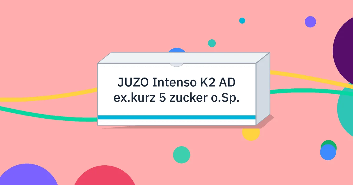 Symbolbild: Packung mit der Aufschrift JUZO Intenso K2 AD ex.kurz 5 zucker o.Sp. (PZN 18618404) – Verfügbarkeit und Bezug in Apotheken in Frankfurt am Main