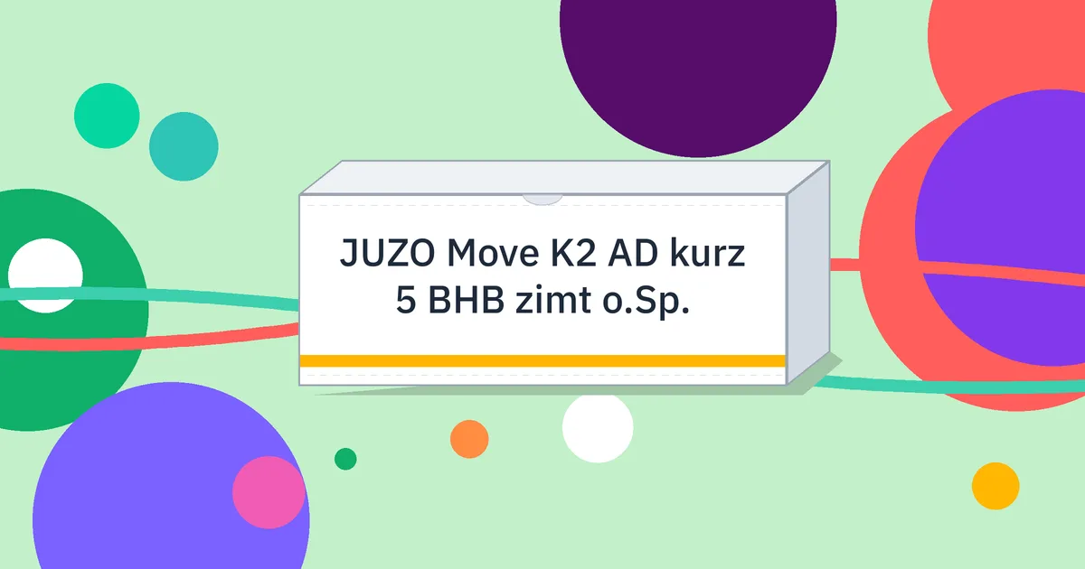 Symbolbild: Packung mit der Aufschrift JUZO Move K2 AD kurz 5 BHB zimt o.Sp. (PZN 18509626) – Verfügbarkeit und Bezug in Apotheken in Frankfurt am Main