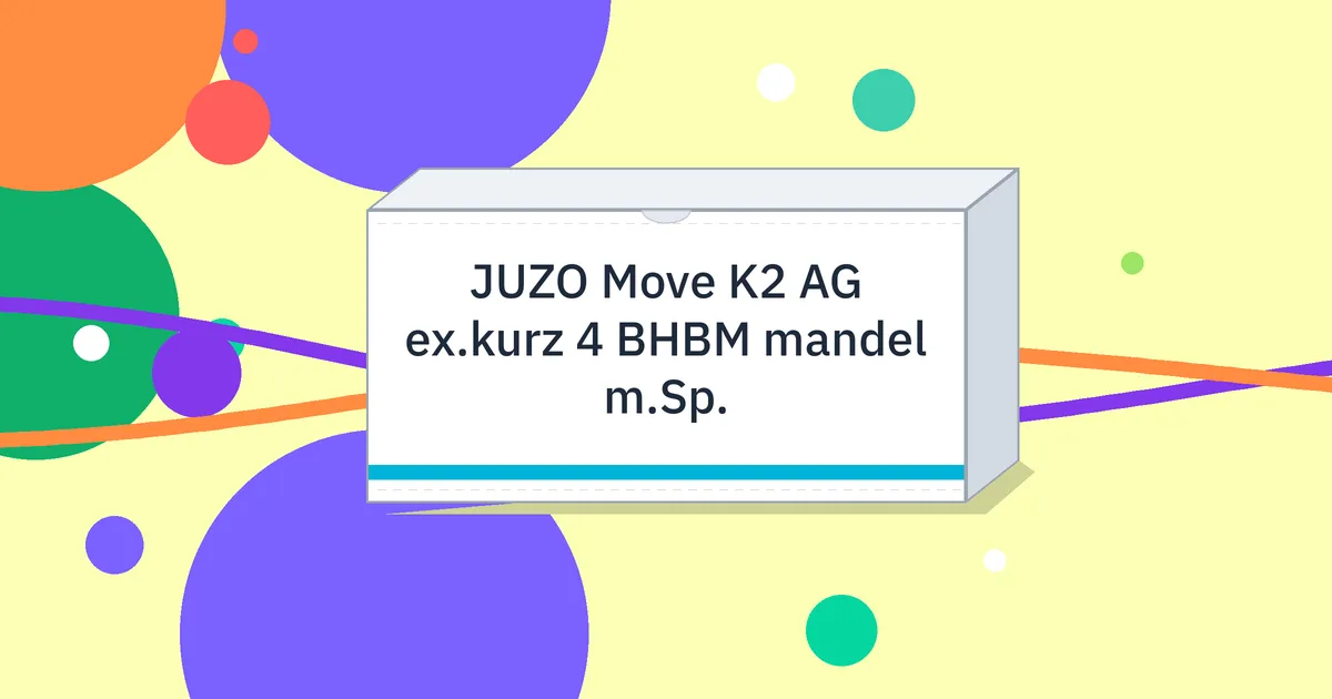 Symbolbild: Packung mit der Aufschrift JUZO Move K2 AG ex.kurz 4 BHBM mandel m.Sp. (PZN 16647933) – Verfügbarkeit und Bezug in Apotheken in Frankfurt am Main