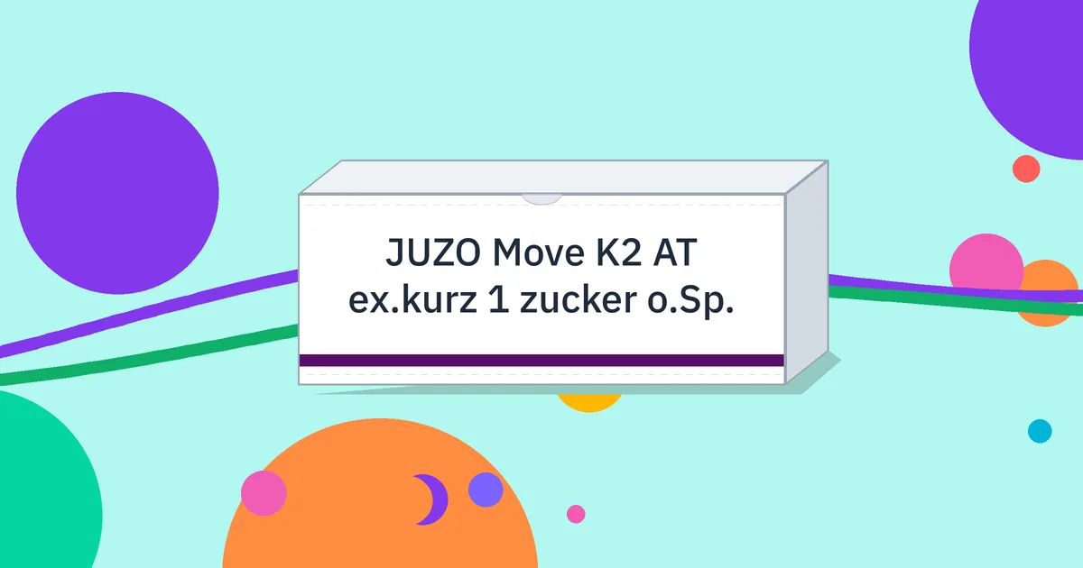 Symbolbild: Packung mit der Aufschrift JUZO Move K2 AT ex.kurz 1 zucker o.Sp. (PZN 20672061) – Verfügbarkeit und Bezug in Apotheken in Frankfurt am Main