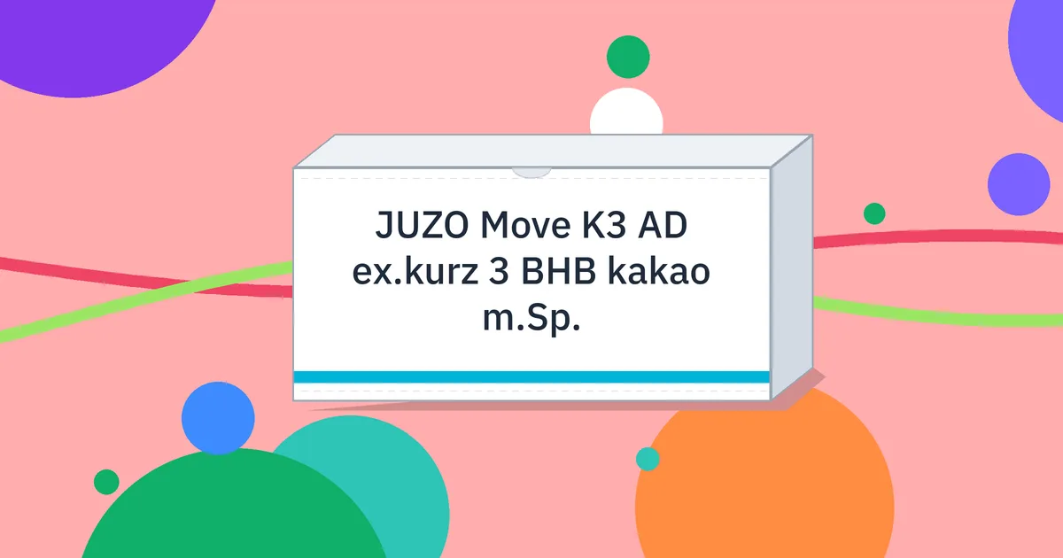 Symbolbild: Packung mit der Aufschrift JUZO Move K3 AD ex.kurz 3 BHB kakao m.Sp. (PZN 18573713) – Verfügbarkeit und Bezug in Apotheken in Frankfurt am Main