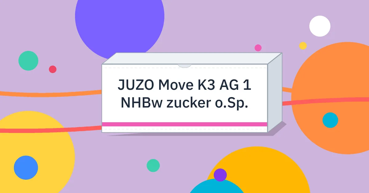 Symbolbild: Packung mit der Aufschrift JUZO Move K3 AG 1 NHBw zucker o.Sp. (PZN 18576410) – Verfügbarkeit und Bezug in Apotheken in Frankfurt am Main
