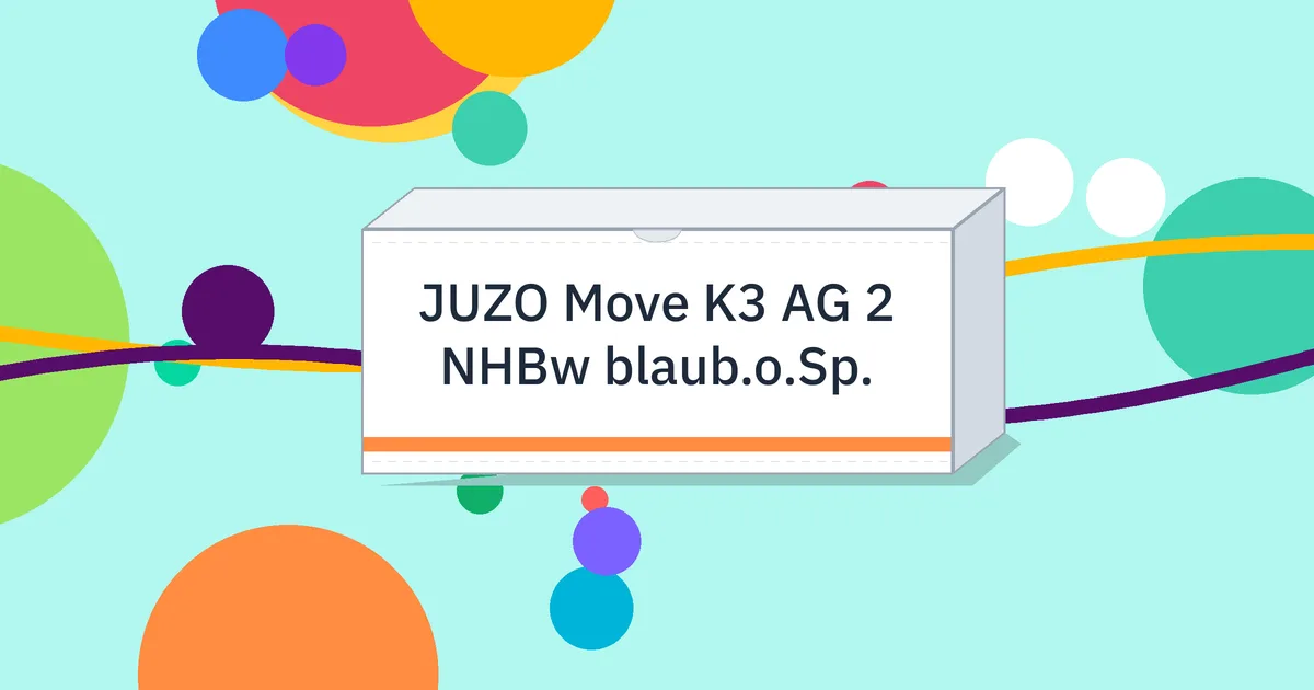 Symbolbild: Packung mit der Aufschrift JUZO Move K3 AG 2 NHBw blaub.o.Sp. (PZN 18588287) – Verfügbarkeit und Bezug in Apotheken in Frankfurt am Main
