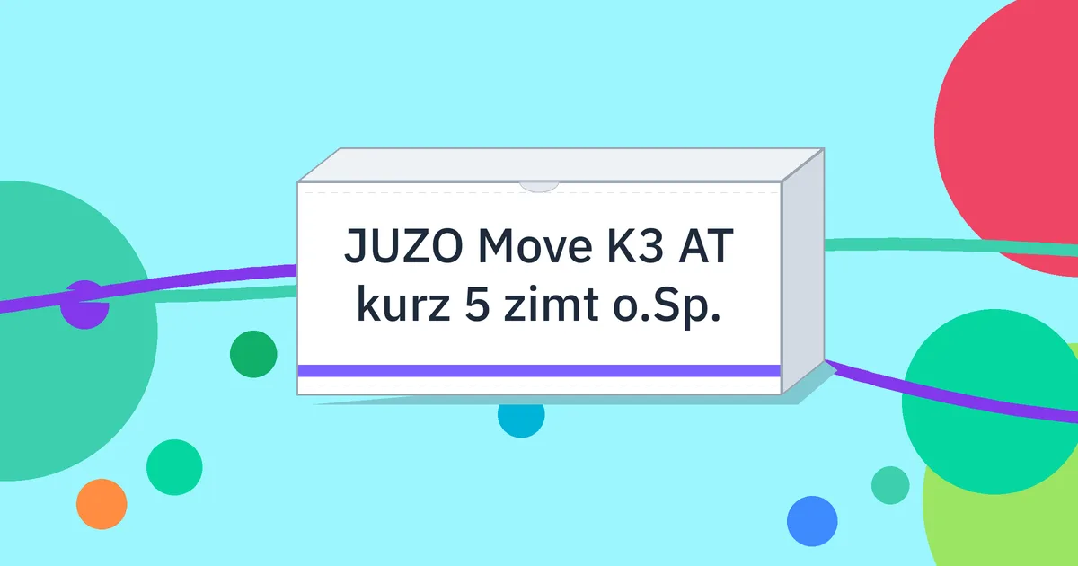 Symbolbild: Packung mit der Aufschrift JUZO Move K3 AT kurz 5 zimt o.Sp. (PZN 20684621) – Verfügbarkeit und Bezug in Apotheken in Frankfurt am Main