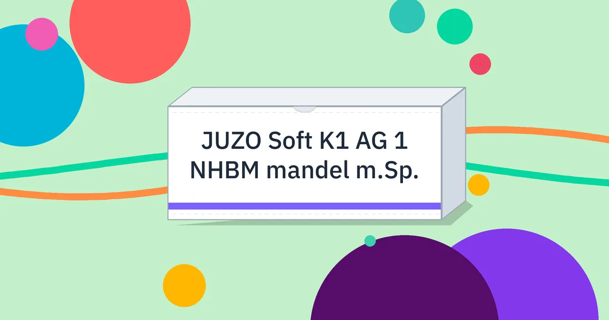 Symbolbild: Packung mit der Aufschrift JUZO Soft K1 AG 1 NHBM mandel m.Sp. (PZN 15015088) – Verfügbarkeit und Bezug in Apotheken in Frankfurt am Main
