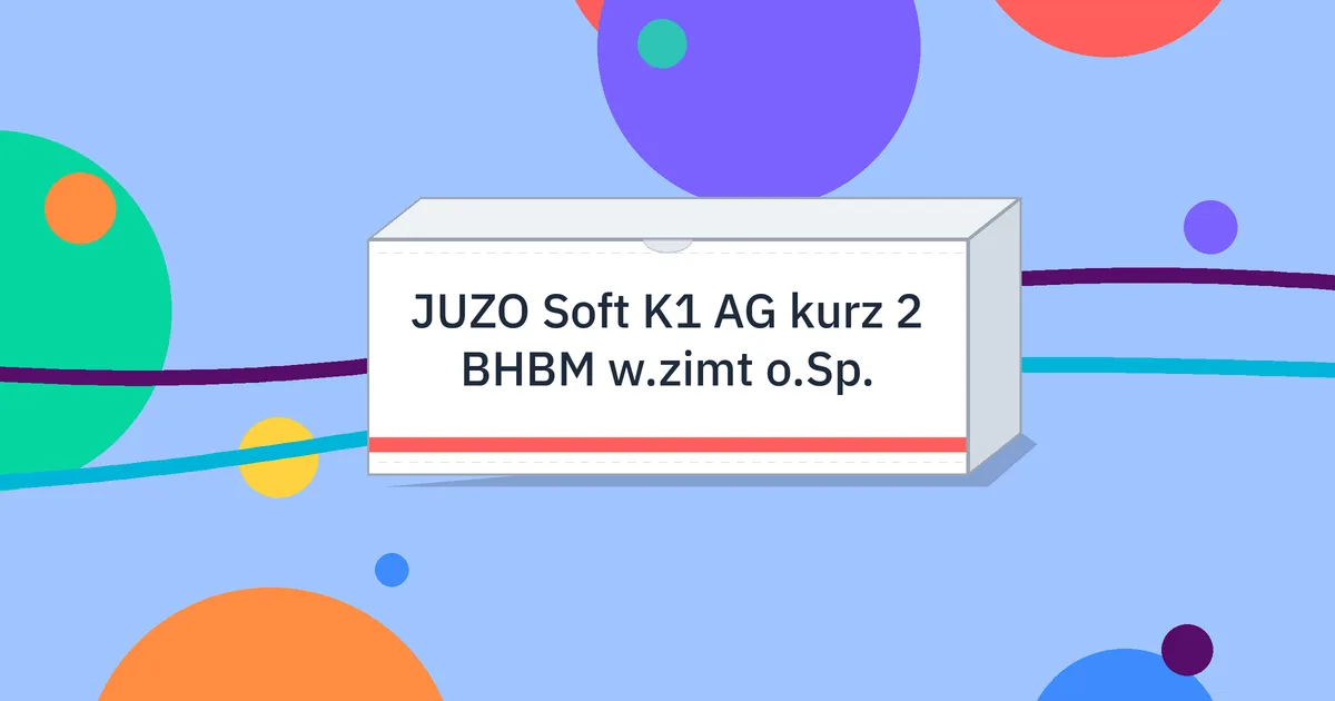 Symbolbild: Packung mit der Aufschrift JUZO Soft K1 AG kurz 2 BHBM w.zimt o.Sp. (PZN 14865399) – Verfügbarkeit und Bezug in Apotheken in Frankfurt am Main
