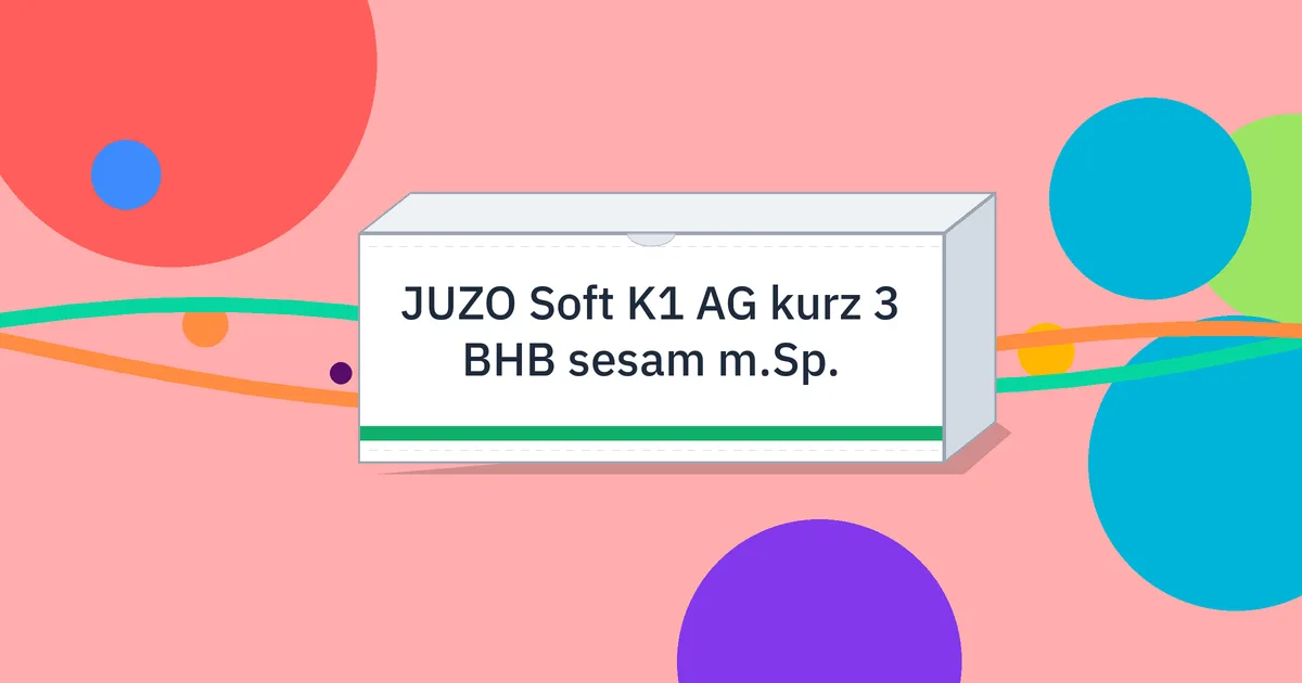 Symbolbild: Packung mit der Aufschrift JUZO Soft K1 AG kurz 3 BHB sesam m.Sp. (PZN 14822154) – Verfügbarkeit und Bezug in Apotheken in Frankfurt am Main