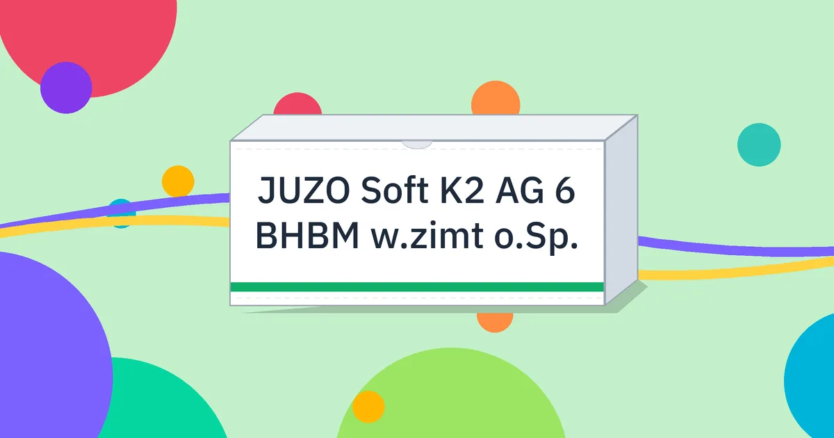 Symbolbild: Packung mit der Aufschrift JUZO Soft K2 AG 6 BHBM w.zimt o.Sp. (PZN 14868736) – Verfügbarkeit und Bezug in Apotheken in Frankfurt am Main