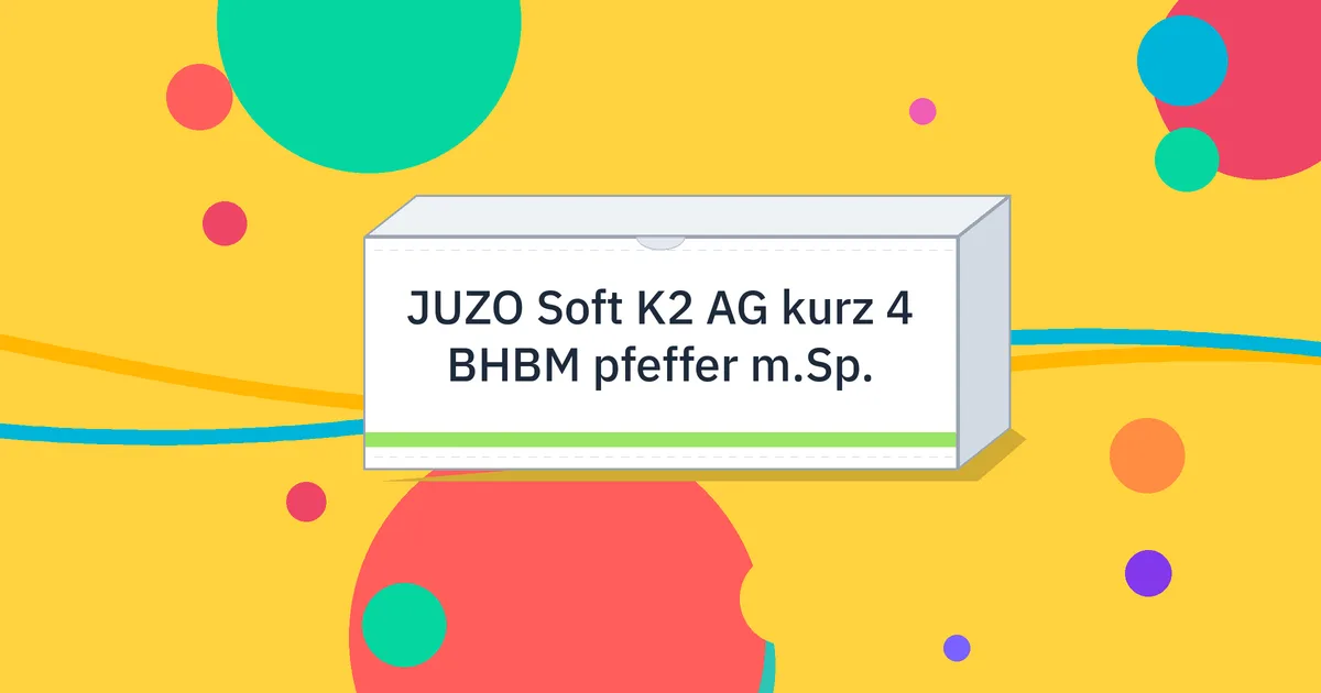 Symbolbild: Packung mit der Aufschrift JUZO Soft K2 AG kurz 4 BHBM pfeffer m.Sp. (PZN 14859418) – Verfügbarkeit und Bezug in Apotheken in Frankfurt am Main