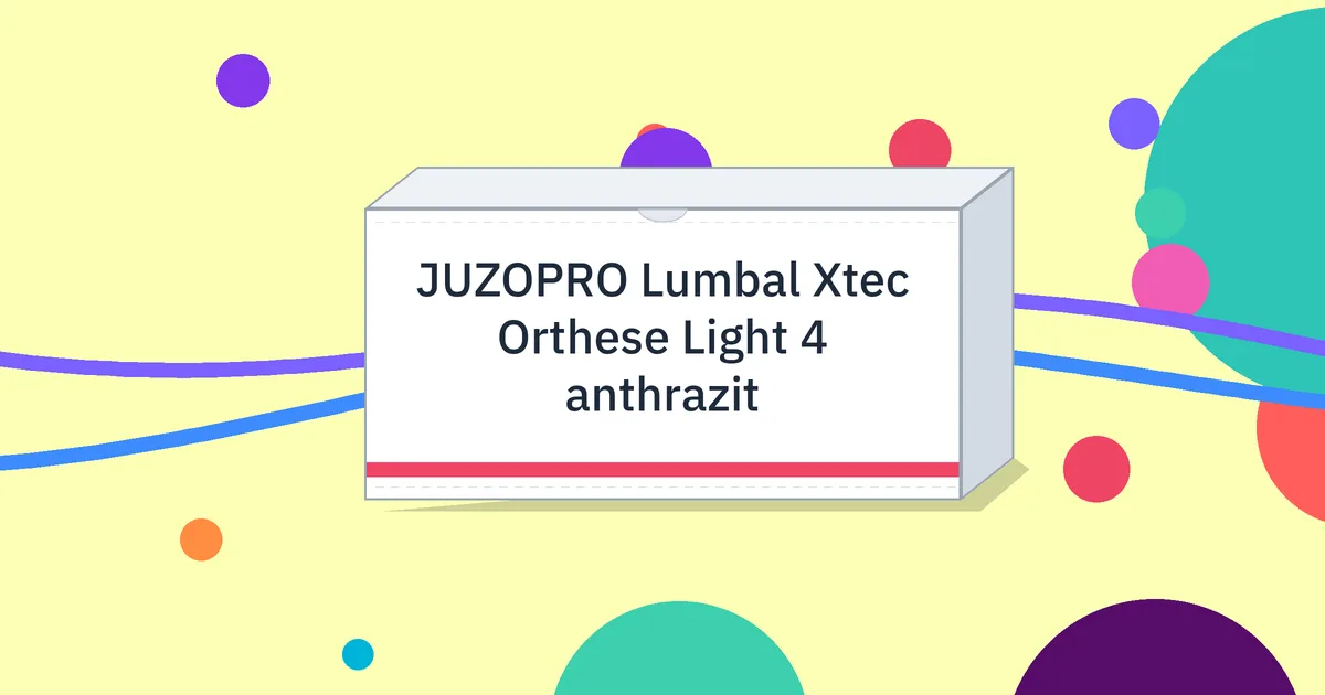 Symbolbild: Packung mit der Aufschrift JUZOPRO Lumbal Xtec Orthese Light 4 anthrazit (PZN 16497936) – Verfügbarkeit und Bezug in Apotheken in Frankfurt am Main