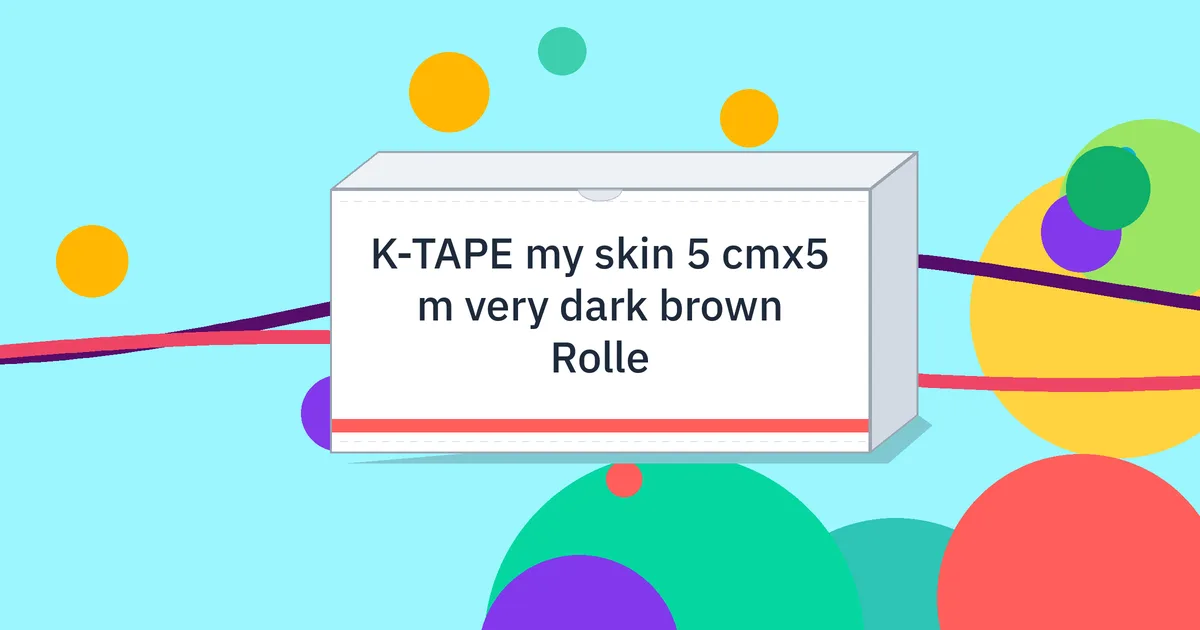 Symbolbild: Packung mit der Aufschrift K-TAPE my skin 5 cmx5 m very dark brown Rolle (PZN 17455265) – Verfügbarkeit und Bezug in Apotheken in Frankfurt am Main
