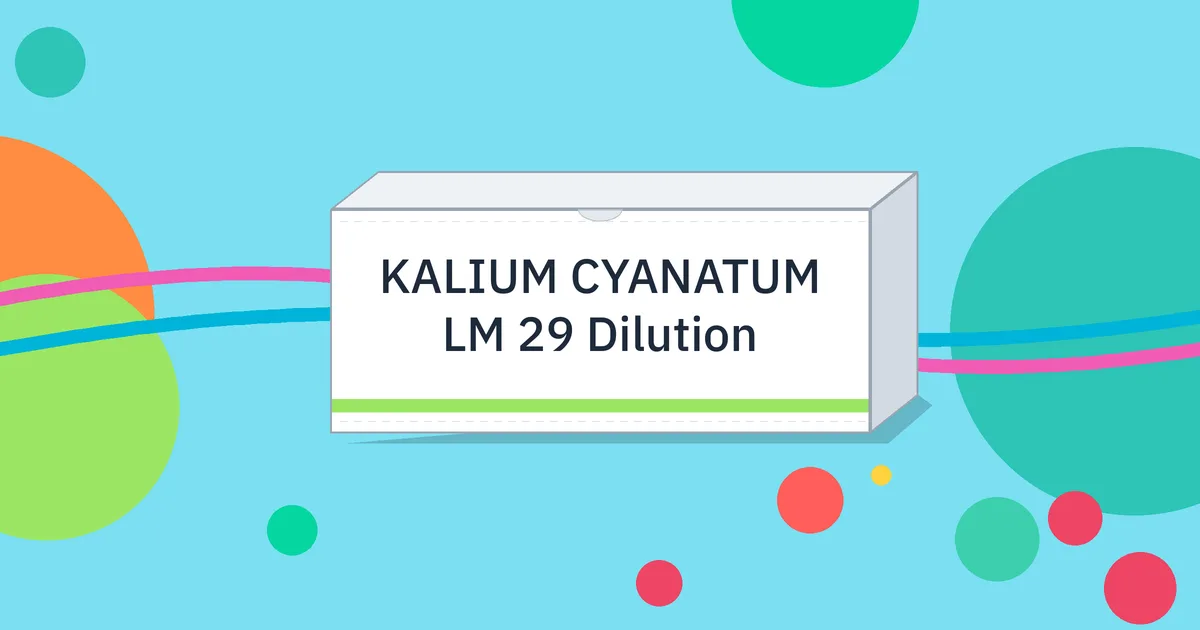 Symbolbild: Packung mit der Aufschrift KALIUM CYANATUM LM 29 Dilution (PZN 12920786) – Verfügbarkeit und Bezug in Apotheken in Frankfurt am Main