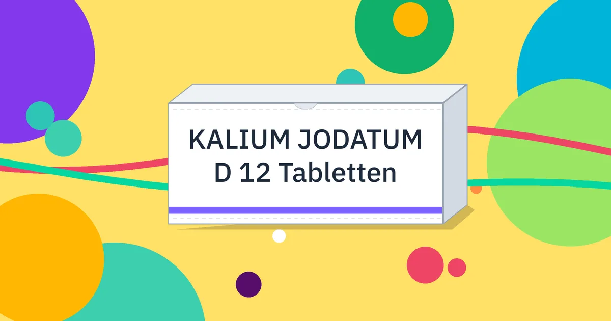 Symbolbild: Packung mit der Aufschrift KALIUM JODATUM D 12 Tabletten (PZN 02115776) – Verfügbarkeit und Bezug in Apotheken in Frankfurt am Main