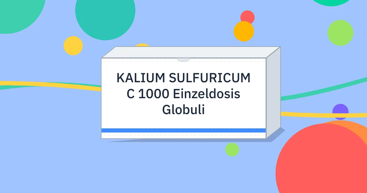 Symbolbild: Packung mit der Aufschrift KALIUM SULFURICUM C 1000 Einzeldosis Globuli (PZN 01918036) – Verfügbarkeit und Bezug in Apotheken in Frankfurt am Main