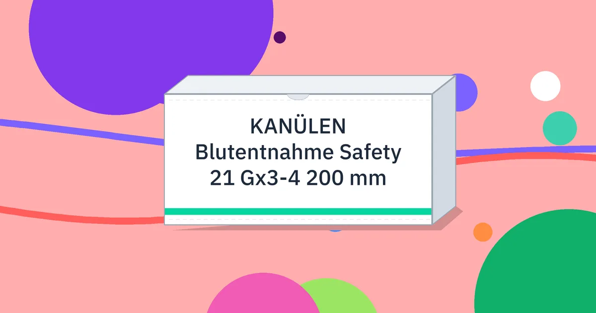 Symbolbild: Packung mit der Aufschrift KANÜLEN Blutentnahme Safety 21 Gx3-4 200 mm (PZN 07688933) – Verfügbarkeit und Bezug in Apotheken in Frankfurt am Main