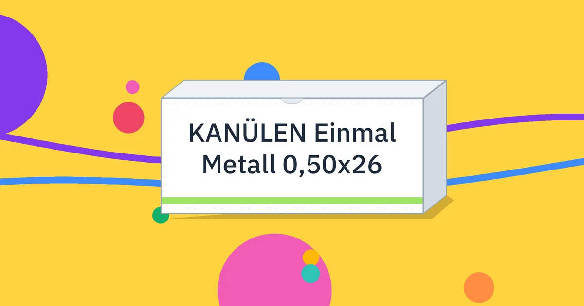 Symbolbild: Packung mit der Aufschrift KANÜLEN Einmal Metall 0,50x26 (PZN 01729453) – Verfügbarkeit und Bezug in Apotheken in Frankfurt am Main