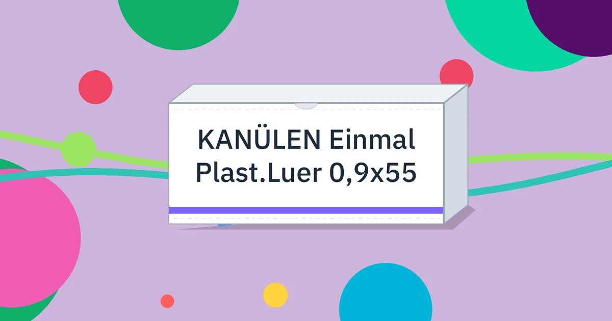 Symbolbild: Packung mit der Aufschrift KANÜLEN Einmal Plast.Luer 0,9x55 (PZN 02440364) – Verfügbarkeit und Bezug in Apotheken in Frankfurt am Main