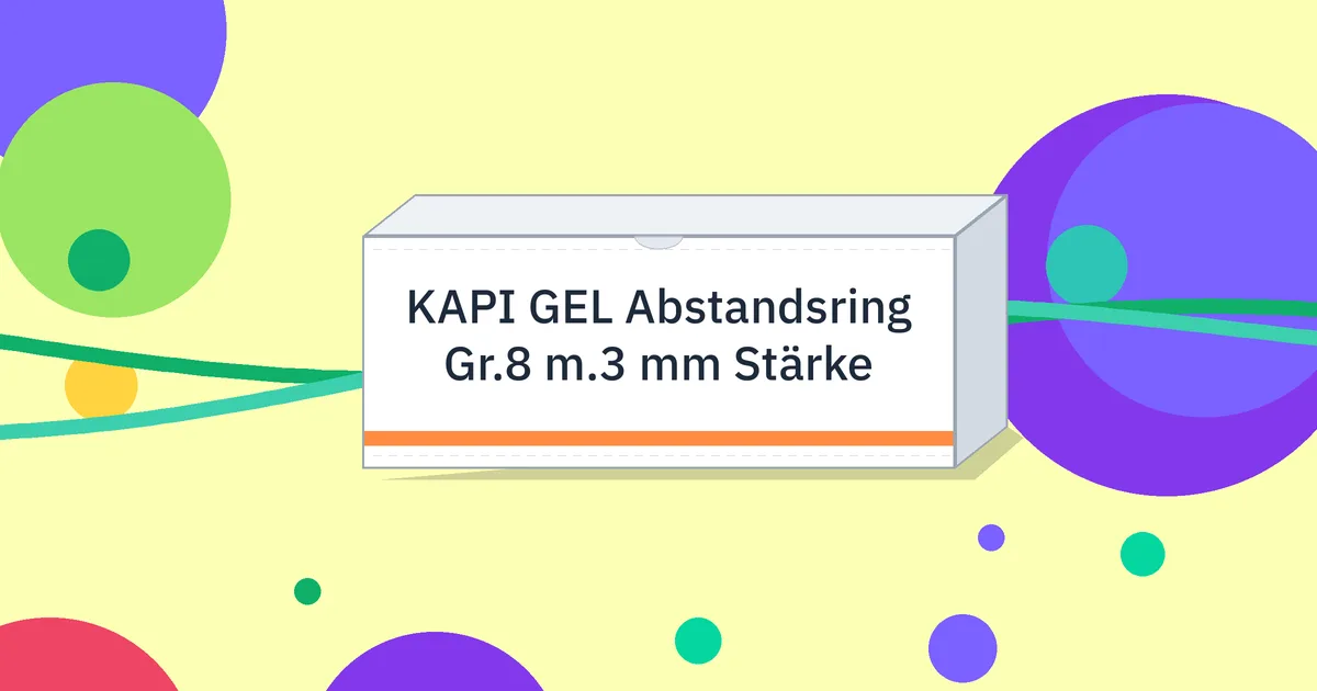 Symbolbild: Packung mit der Aufschrift KAPI GEL Abstandsring Gr.8 m.3 mm Stärke (PZN 04311501) – Verfügbarkeit und Bezug in Apotheken in Frankfurt am Main