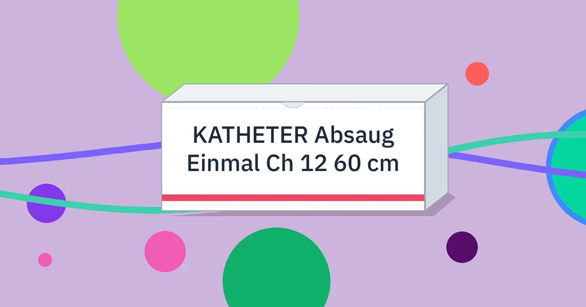 Symbolbild: Packung mit der Aufschrift KATHETER Absaug Einmal Ch 12 60 cm (PZN 02441547) – Verfügbarkeit und Bezug in Apotheken in Frankfurt am Main