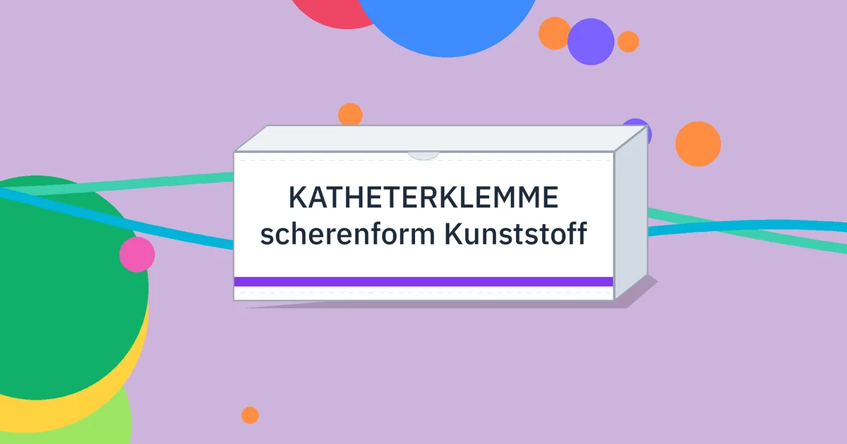 Symbolbild: Packung mit der Aufschrift KATHETERKLEMME scherenform Kunststoff (PZN 00025891) – Verfügbarkeit und Bezug in Apotheken in Frankfurt am Main