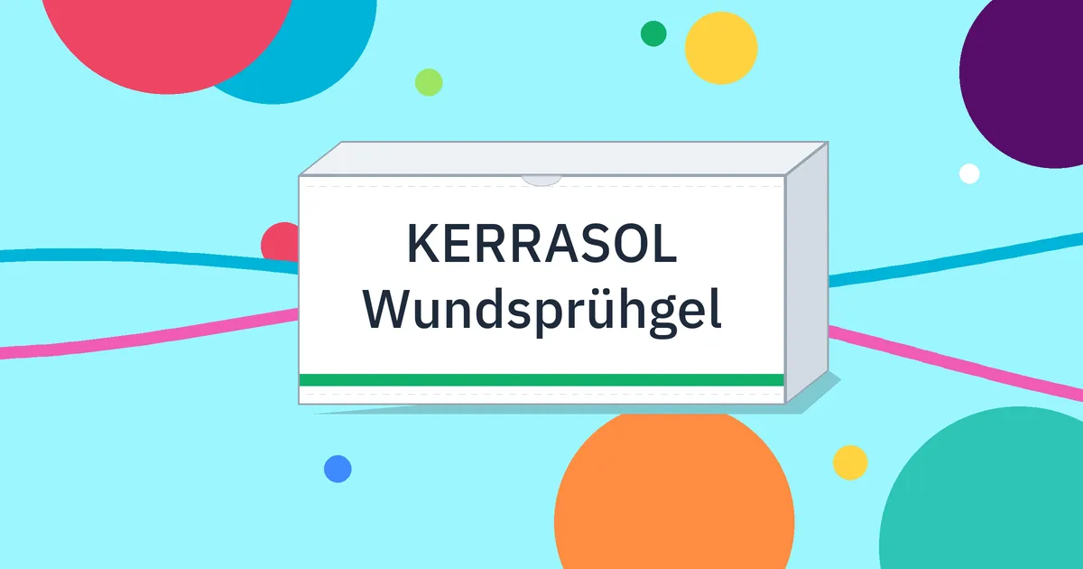 Symbolbild: Packung mit der Aufschrift KERRASOL Wundsprühgel (PZN 15384609) – Verfügbarkeit und Bezug in Apotheken in Frankfurt am Main
