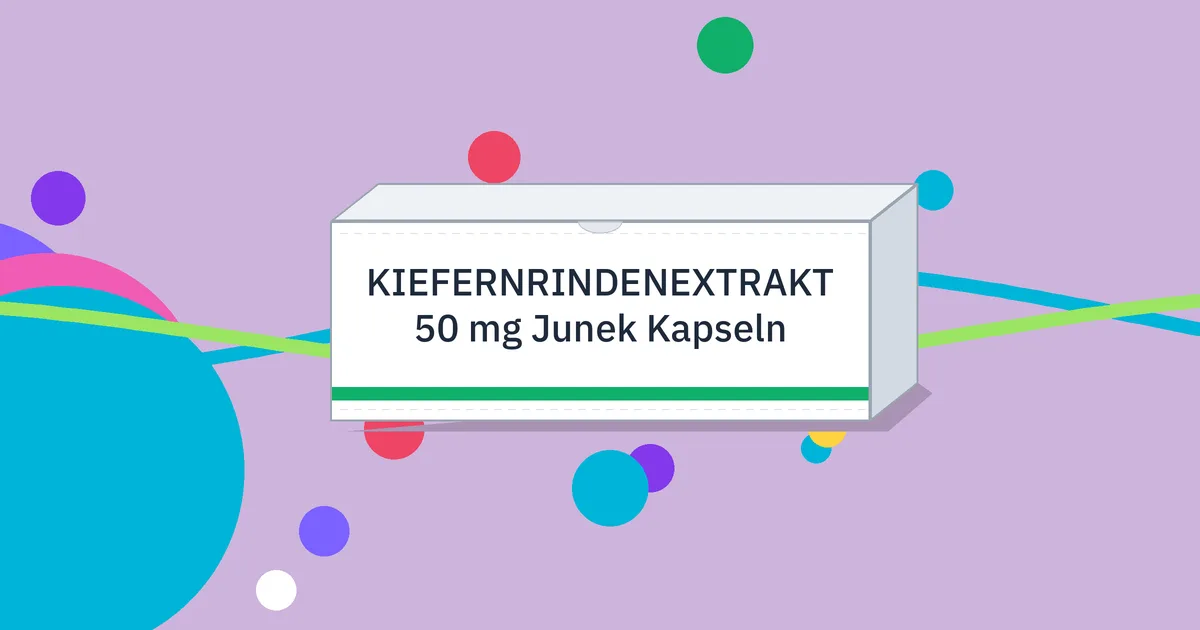 Symbolbild: Packung mit der Aufschrift KIEFERNRINDENEXTRAKT 50 mg Junek Kapseln (PZN 01644969) – Verfügbarkeit und Bezug in Apotheken in Frankfurt am Main