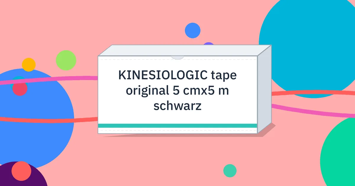 Symbolbild: Packung mit der Aufschrift KINESIOLOGIC tape original 5 cmx5 m schwarz (PZN 07685946) – Verfügbarkeit und Bezug in Apotheken in Frankfurt am Main