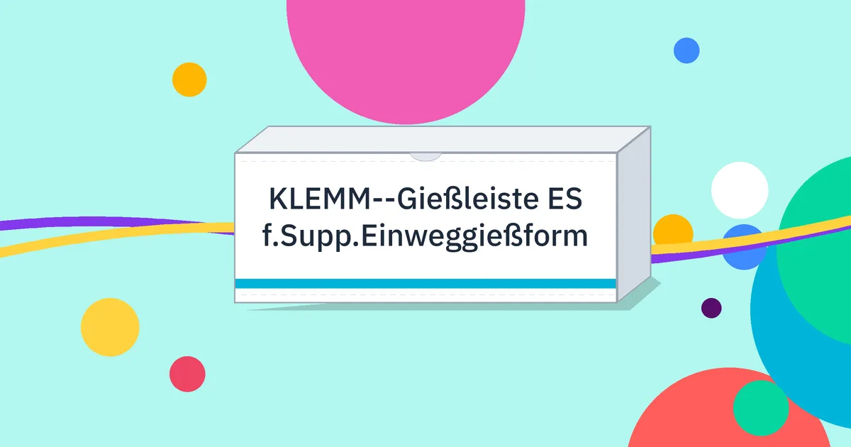 Symbolbild: Packung mit der Aufschrift KLEMM--Gießleiste ES f.Supp.Einweggießform (PZN 18111421) – Verfügbarkeit und Bezug in Apotheken in Frankfurt am Main