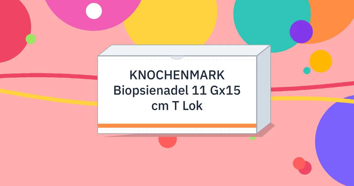 Symbolbild: Packung mit der Aufschrift KNOCHENMARK Biopsienadel 11 Gx15 cm T Lok (PZN 07566621) – Verfügbarkeit und Bezug in Apotheken in Frankfurt am Main