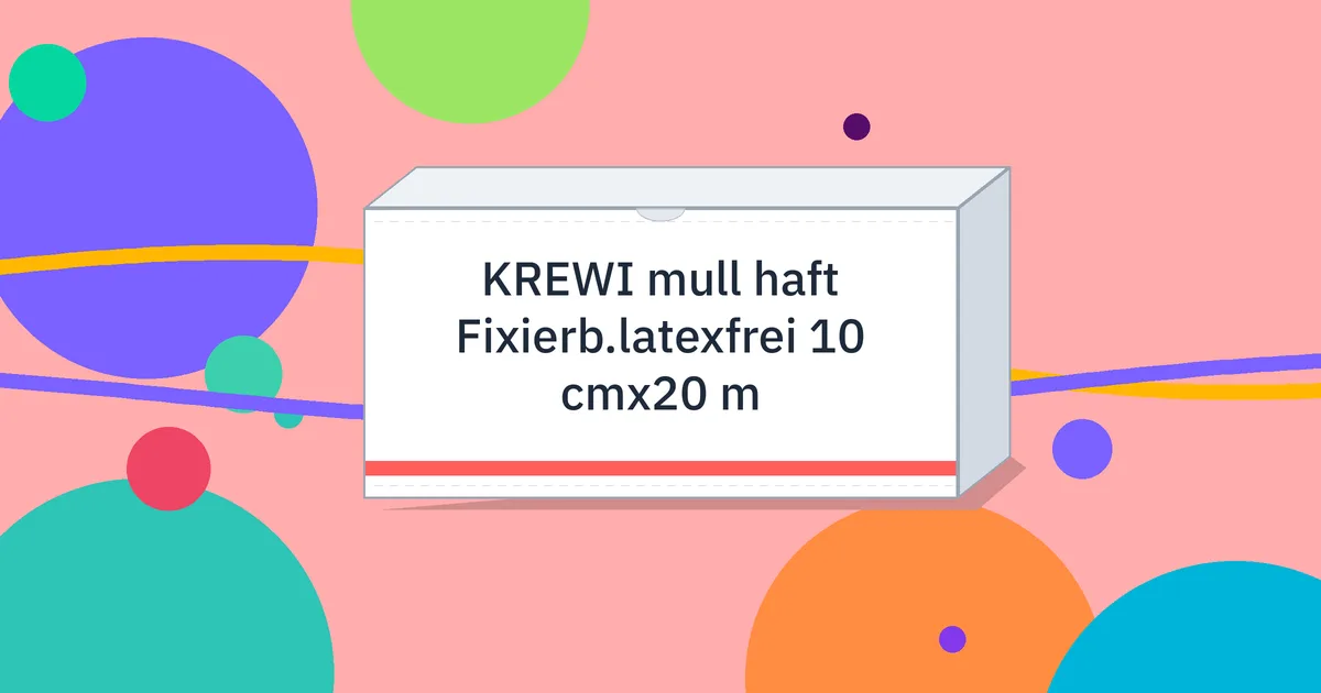 Symbolbild: Packung mit der Aufschrift KREWI mull haft Fixierb.latexfrei 10 cmx20 m (PZN 12374817) – Verfügbarkeit und Bezug in Apotheken in Frankfurt am Main