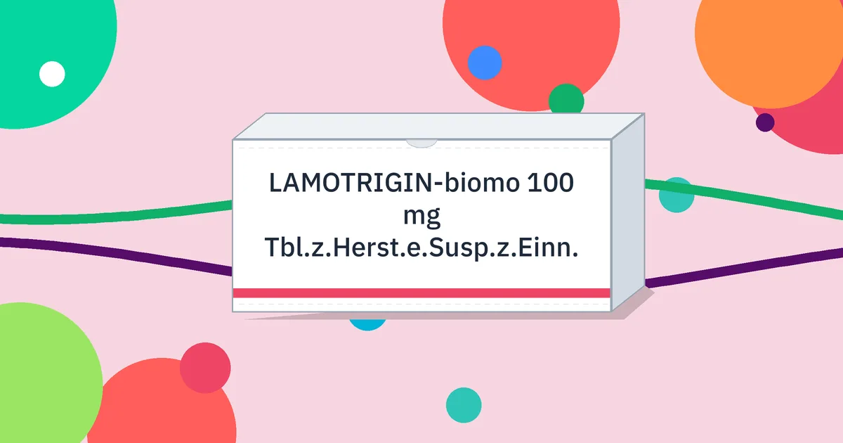Symbolbild: Packung mit der Aufschrift LAMOTRIGIN-biomo 100 mg Tbl.z.Herst.e.Susp.z.Einn. (PZN 04346066) – Verfügbarkeit und Bezug in Apotheken in Frankfurt am Main