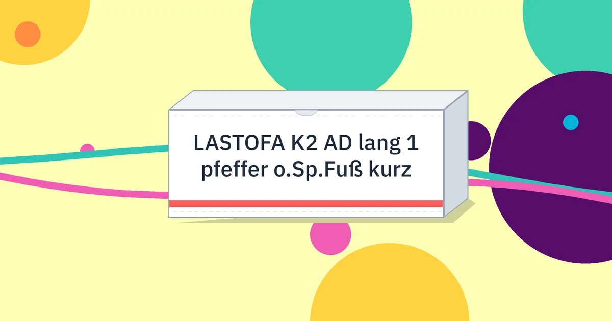 Symbolbild: Packung mit der Aufschrift LASTOFA K2 AD lang 1 pfeffer o.Sp.Fuß kurz (PZN 13799677) – Verfügbarkeit und Bezug in Apotheken in Frankfurt am Main