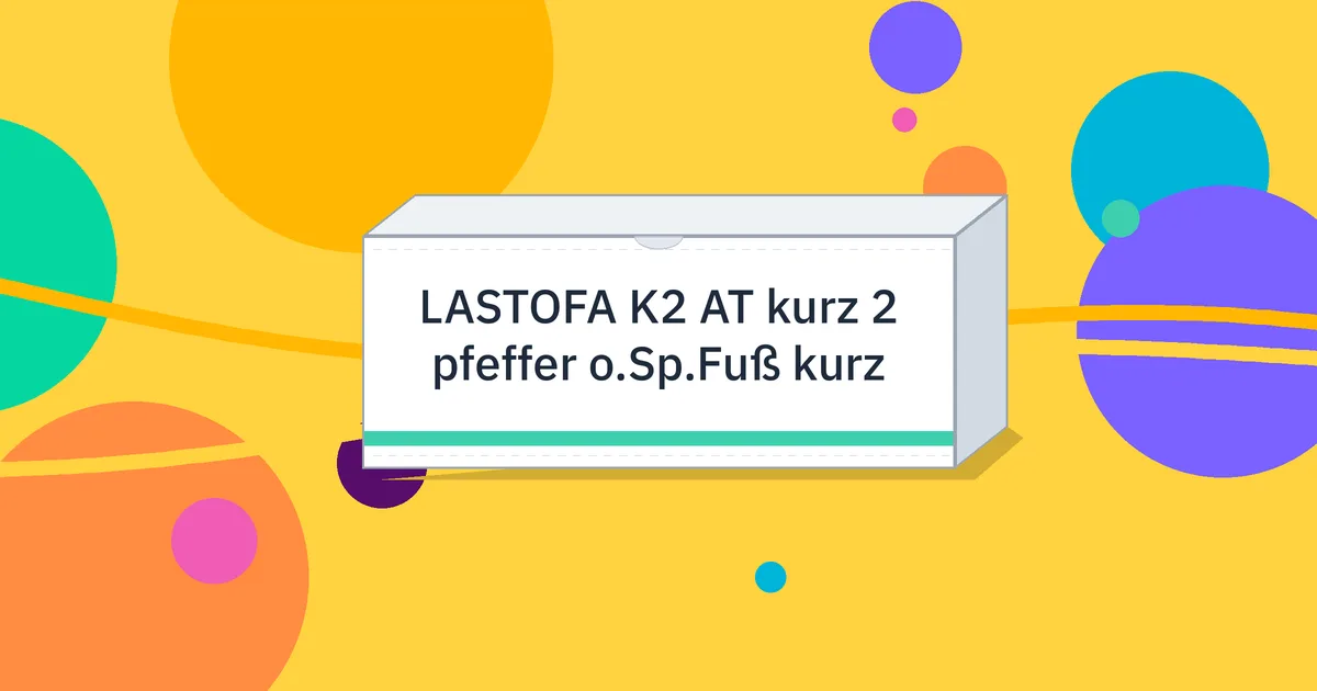 Symbolbild: Packung mit der Aufschrift LASTOFA K2 AT kurz 2 pfeffer o.Sp.Fuß kurz (PZN 13808867) – Verfügbarkeit und Bezug in Apotheken in Frankfurt am Main