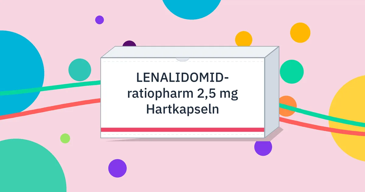 Symbolbild: Packung mit der Aufschrift LENALIDOMID-ratiopharm 2,5 mg Hartkapseln (PZN 17216626) – Verfügbarkeit und Bezug in Apotheken in Frankfurt am Main