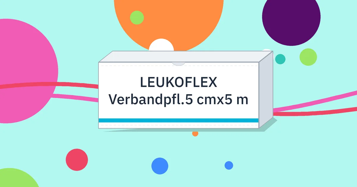 Symbolbild: Packung mit der Aufschrift LEUKOFLEX Verbandpfl.5 cmx5 m (PZN 01155012) – Verfügbarkeit und Bezug in Apotheken in Frankfurt am Main