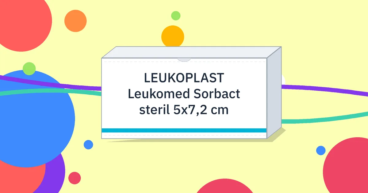 Symbolbild: Packung mit der Aufschrift LEUKOPLAST Leukomed Sorbact steril 5x7,2 cm (PZN 19161757) – Verfügbarkeit und Bezug in Apotheken in Frankfurt am Main