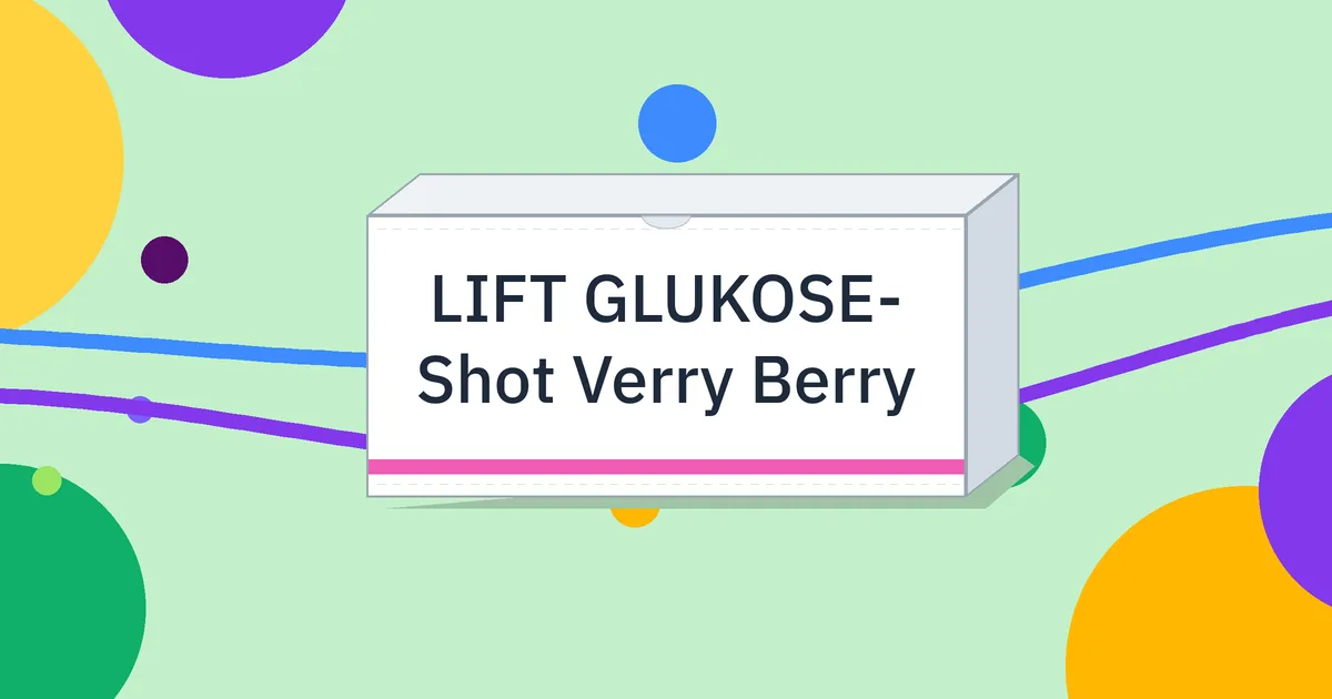 Symbolbild: Packung mit der Aufschrift LIFT GLUKOSE-Shot Verry Berry (PZN 19987210) – Verfügbarkeit und Bezug in Apotheken in Frankfurt am Main