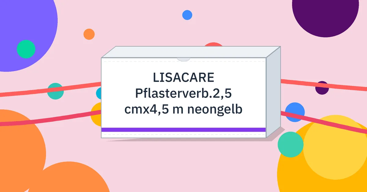Symbolbild: Packung mit der Aufschrift LISACARE Pflasterverb.2,5 cmx4,5 m neongelb (PZN 17891517) – Verfügbarkeit und Bezug in Apotheken in Frankfurt am Main