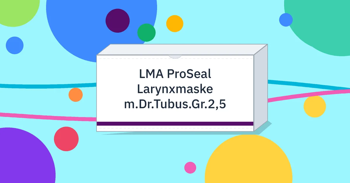 Symbolbild: Packung mit der Aufschrift LMA ProSeal Larynxmaske m.Dr.Tubus.Gr.2,5 (PZN 10982493) – Verfügbarkeit und Bezug in Apotheken in Frankfurt am Main