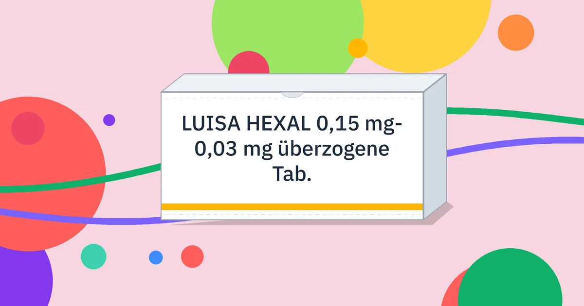 Symbolbild: Packung mit der Aufschrift LUISA HEXAL 0,15 mg-0,03 mg überzogene Tab. (PZN 07402078) – Verfügbarkeit und Bezug in Apotheken in Frankfurt am Main