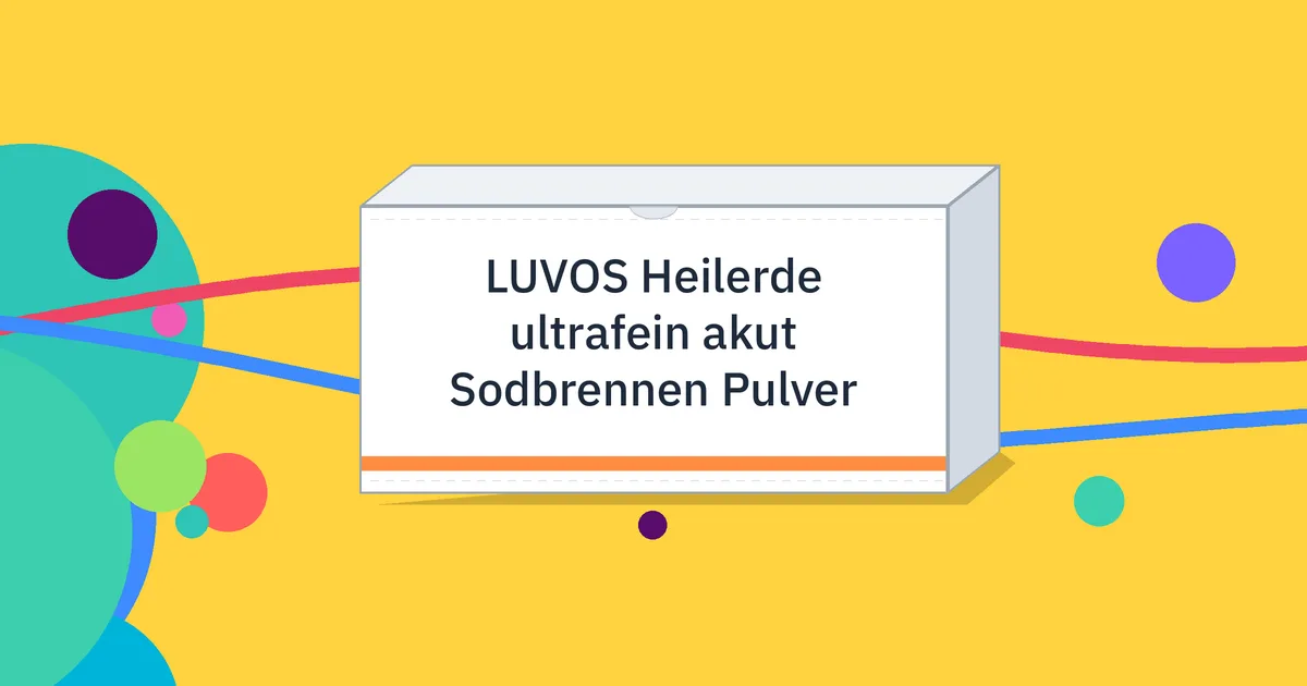 Symbolbild: Packung mit der Aufschrift LUVOS Heilerde ultrafein akut Sodbrennen Pulver (PZN 18380724) – Verfügbarkeit und Bezug in Apotheken in Frankfurt am Main