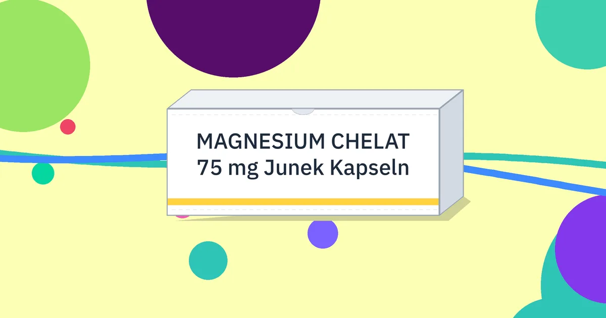 Symbolbild: Packung mit der Aufschrift MAGNESIUM CHELAT 75 mg Junek Kapseln (PZN 10082140) – Verfügbarkeit und Bezug in Apotheken in Frankfurt am Main