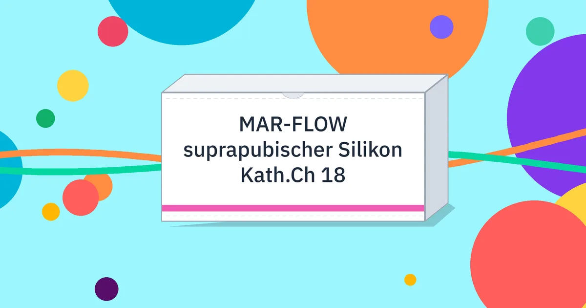 Symbolbild: Packung mit der Aufschrift MAR-FLOW suprapubischer Silikon Kath.Ch 18 (PZN 03687983) – Verfügbarkeit und Bezug in Apotheken in Frankfurt am Main