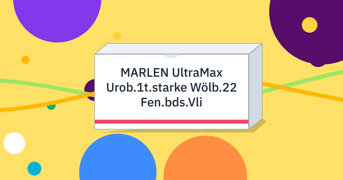 Symbolbild: Packung mit der Aufschrift MARLEN UltraMax Urob.1t.starke Wölb.22 Fen.bds.Vli (PZN 03293623) – Verfügbarkeit und Bezug in Apotheken in Frankfurt am Main